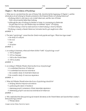 PSYC 1010 Midterm practice test - Introduction to Psychology - Midterm ...