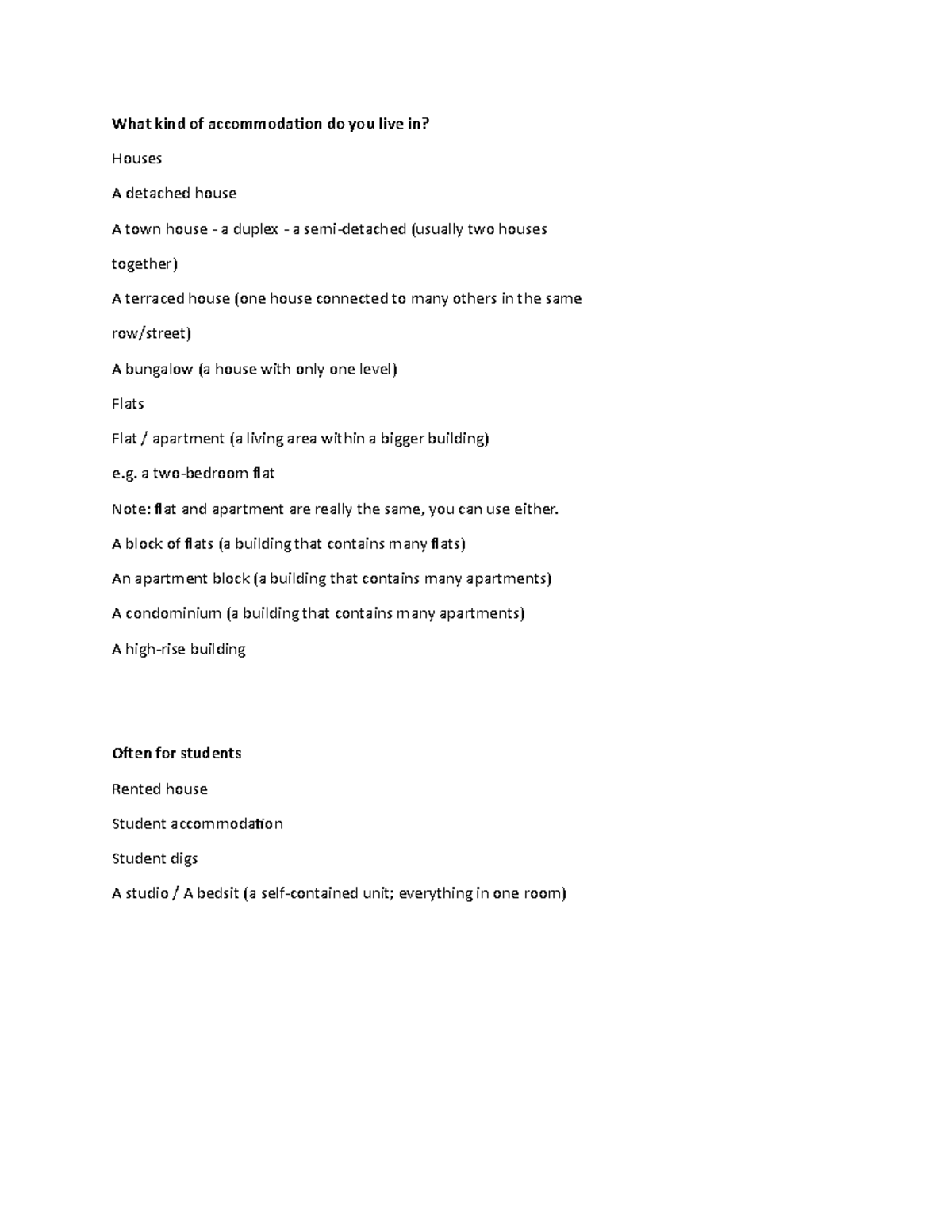 Home and acommodation - sample ielts speaking - What kind of ...