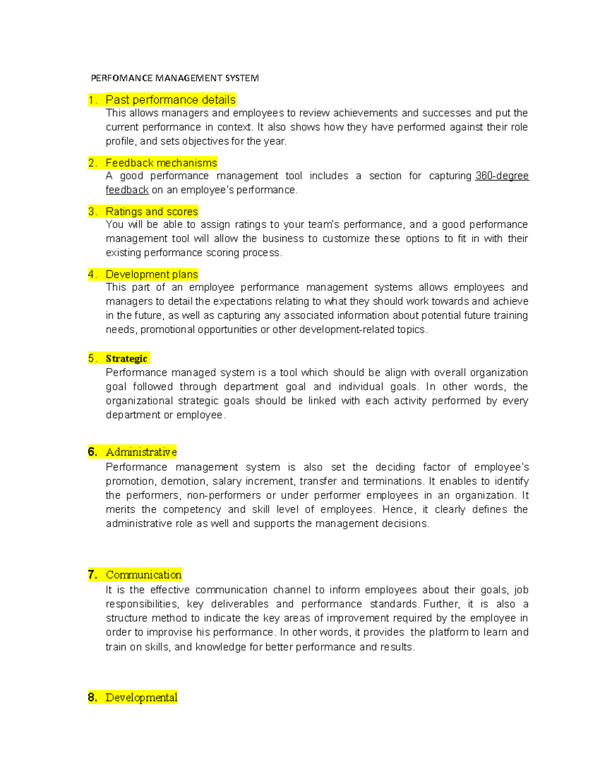 Perfomance Management System - PERFOMANCE MANAGEMENT SYSTEM 1. Past ...