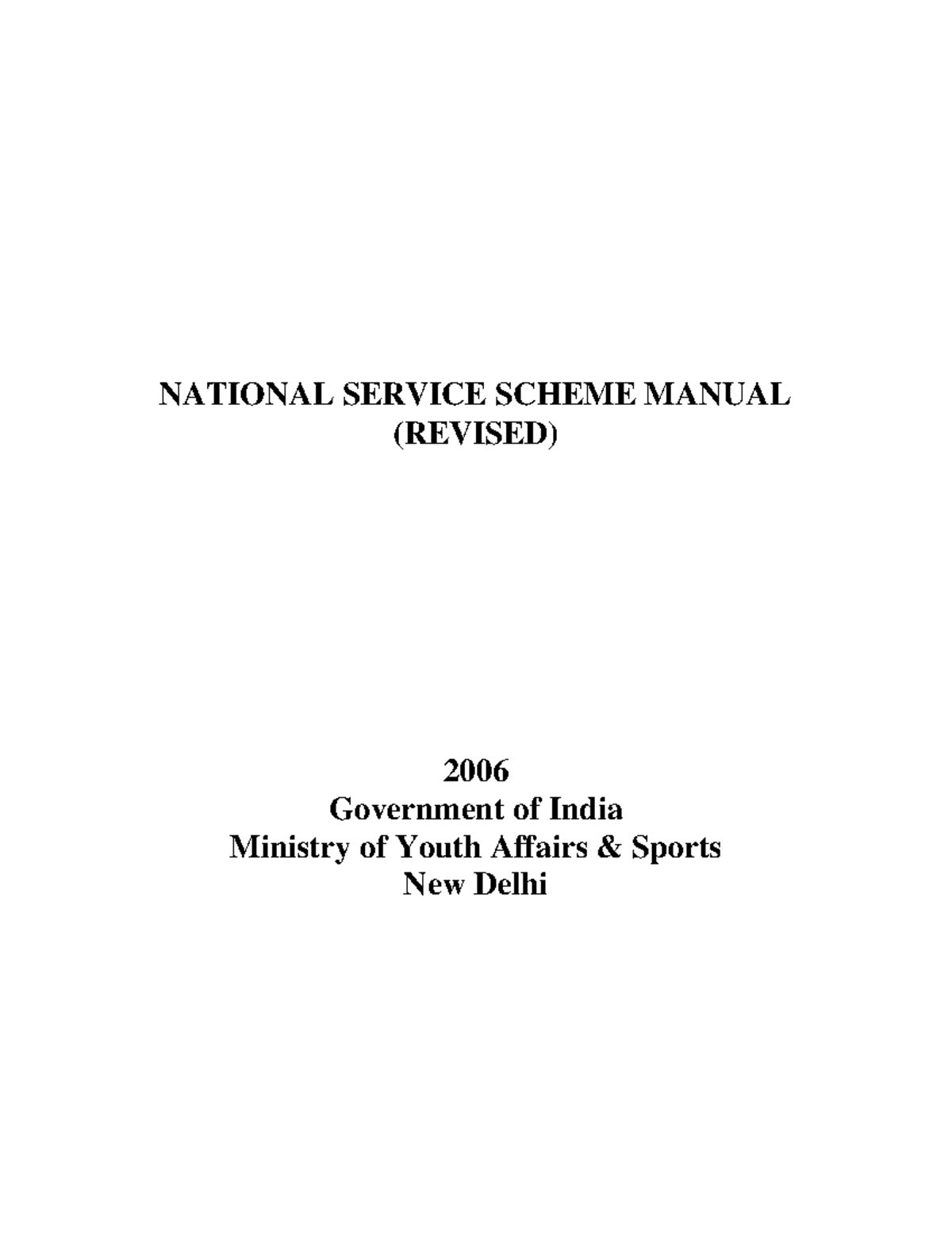 Manual Nss 2006 - NATIONAL SERVICE SCHEME MANUAL (REVISED) 2006 ...