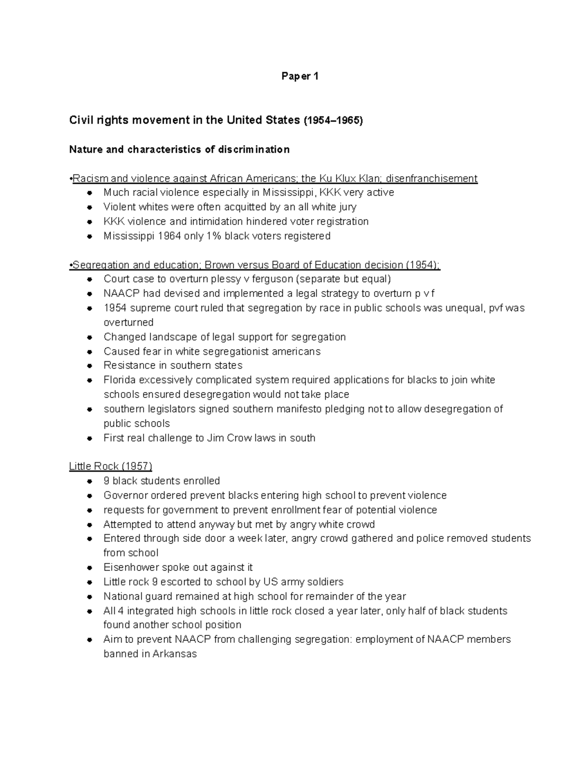 Paper 1 - Paper 1 Civil rights movement in the United States (1954–1965 ...
