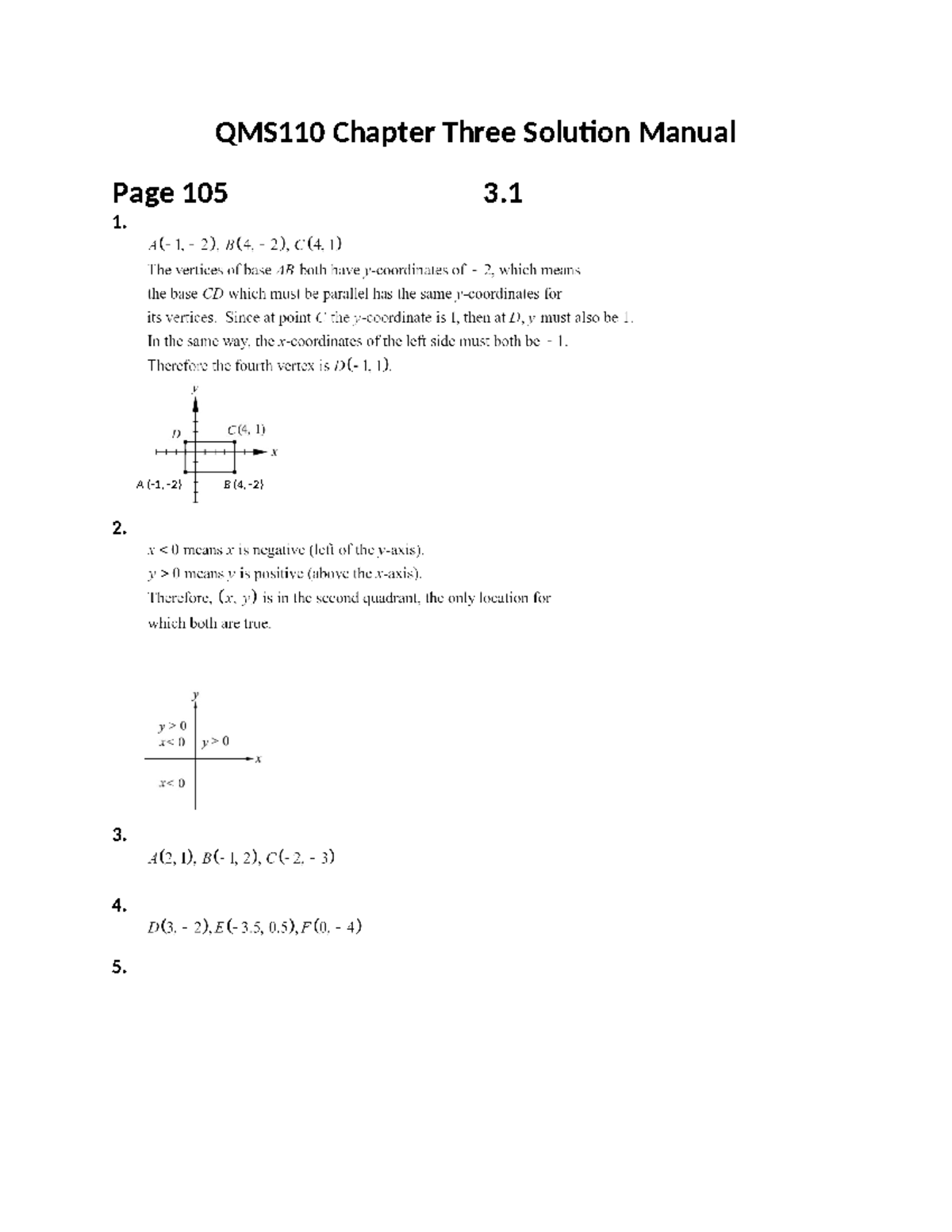 CH3 - qms answer manual - QMS 110 - QMS110 Chapter Three Solution Manual Page 105 3. 1. 2. 3. 4 ...