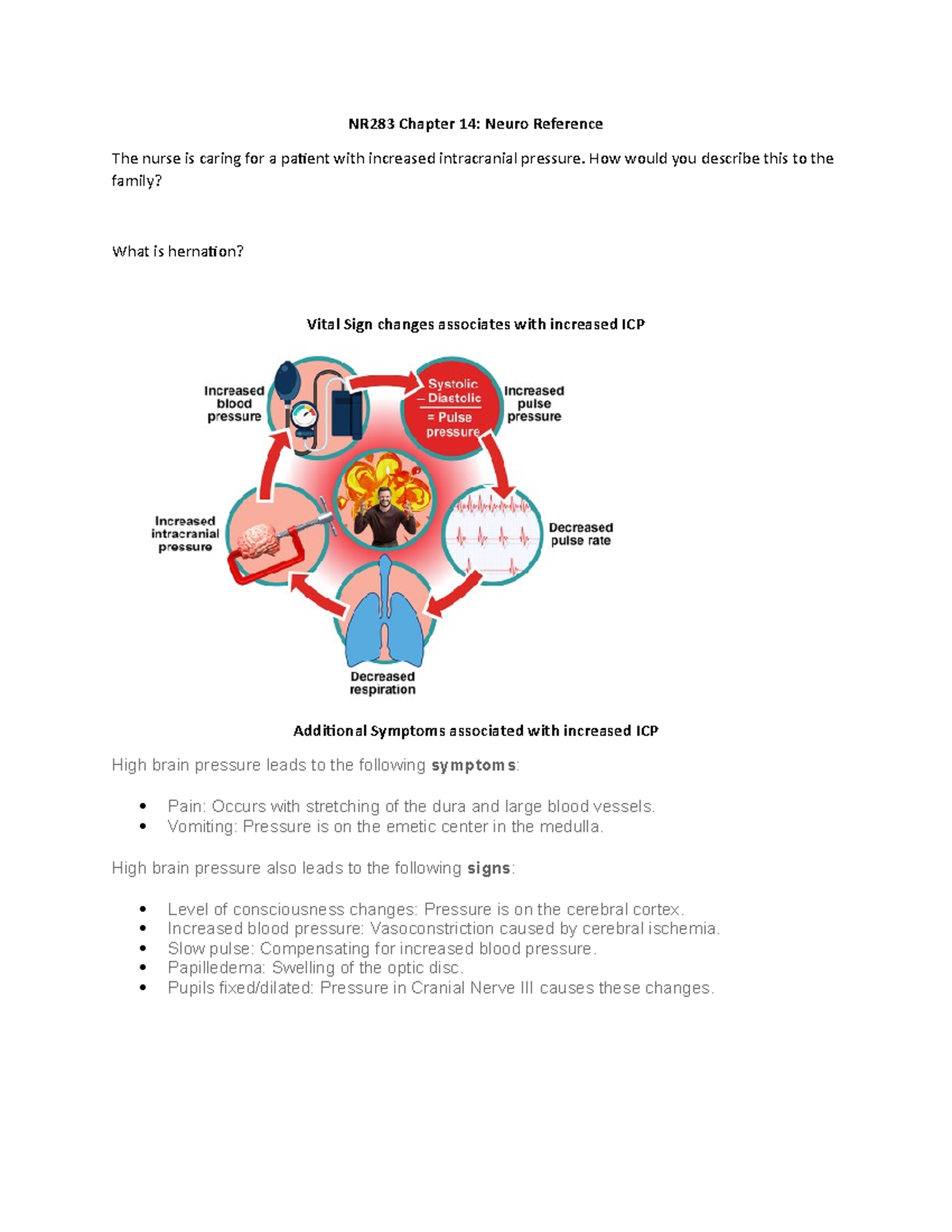 NR283 Neuro Reference - NR283 Chapter 14: Neuro Reference The nurse is ...