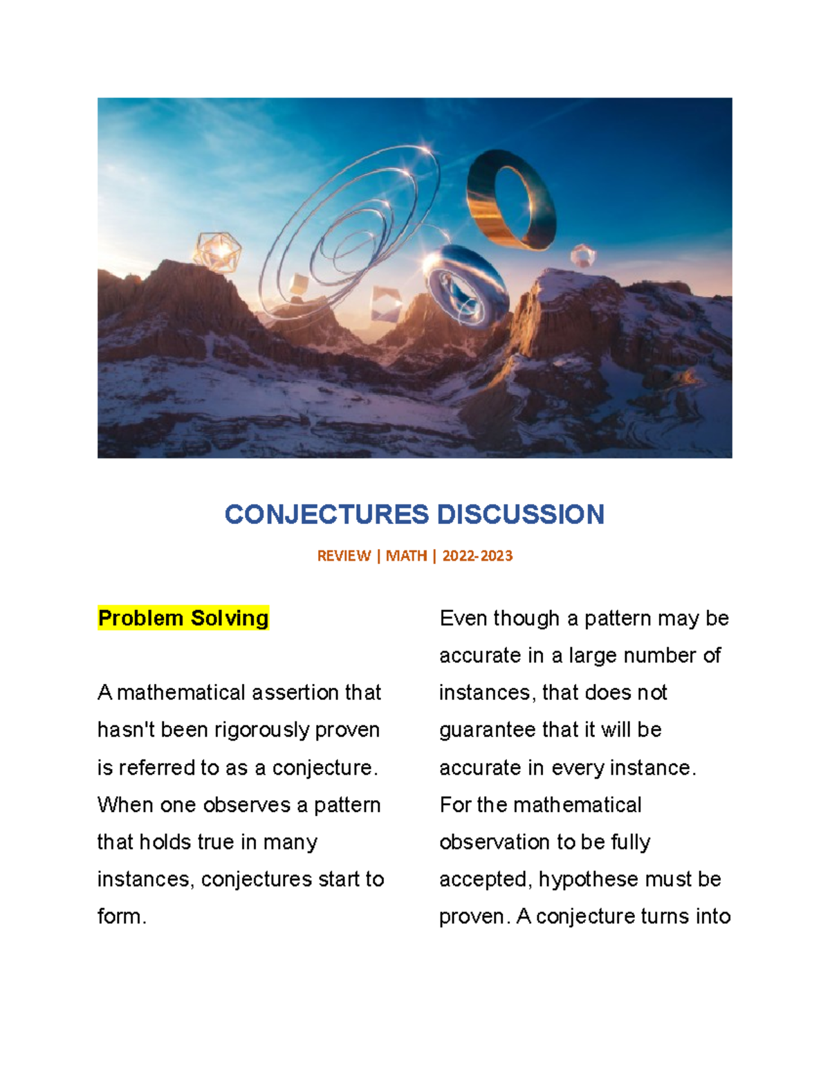 Conjectures Discussion Pt - CONJECTURES DISCUSSION REVIEW | MATH | 2022 ...