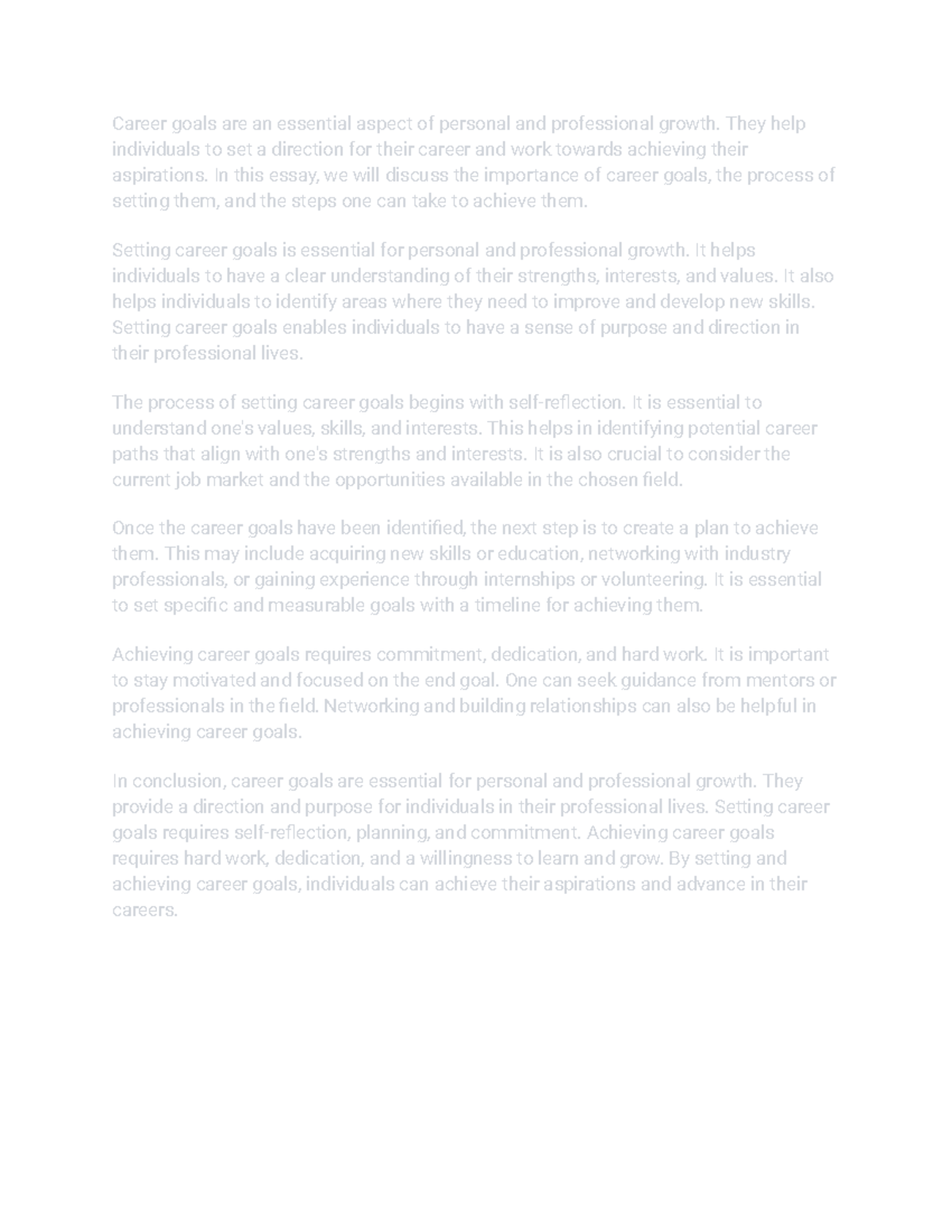 Untitled document 5 - Essay - Career goals are an essential aspect of ...