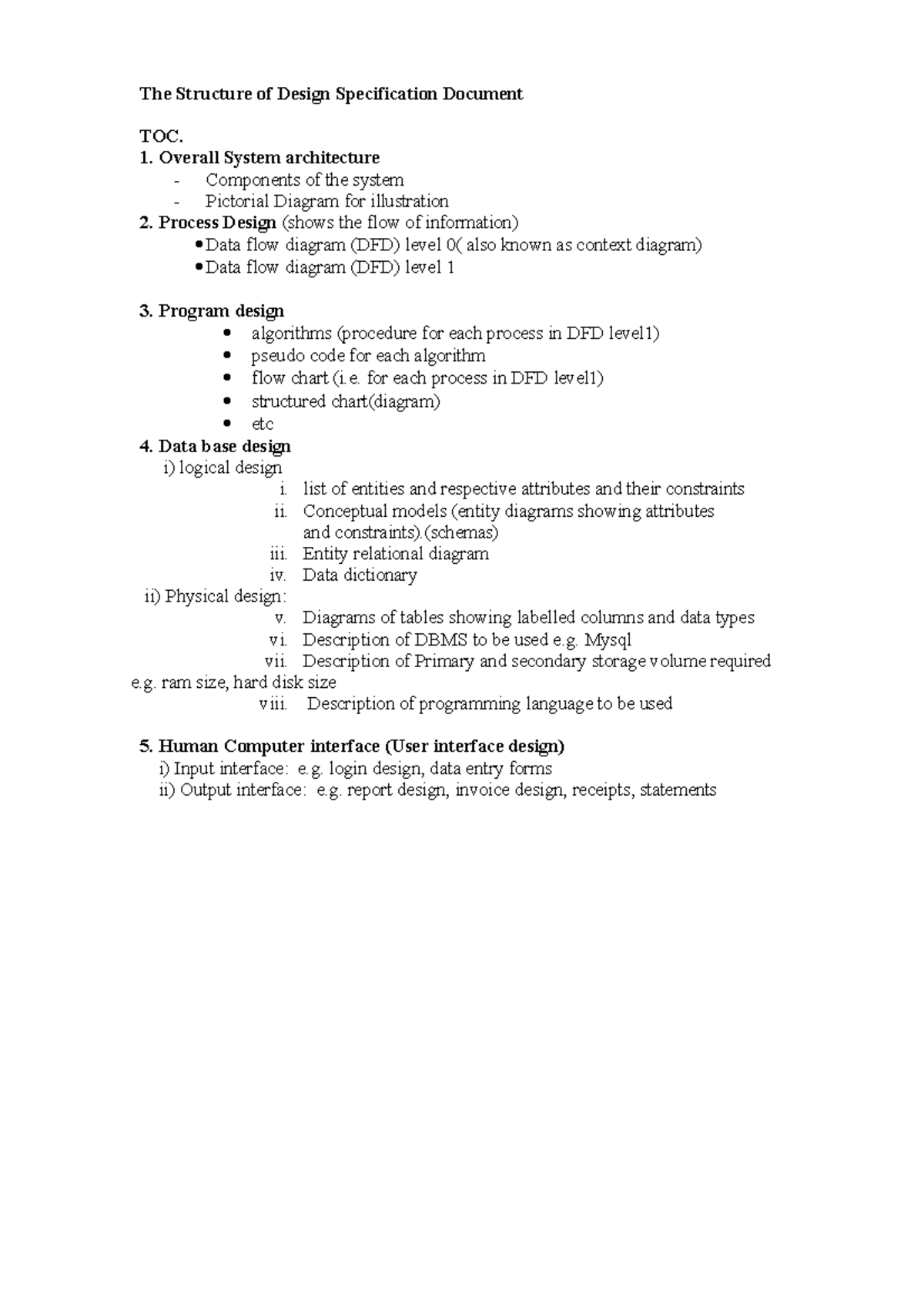 Design Specification Document Structure - The Structure of Design ...