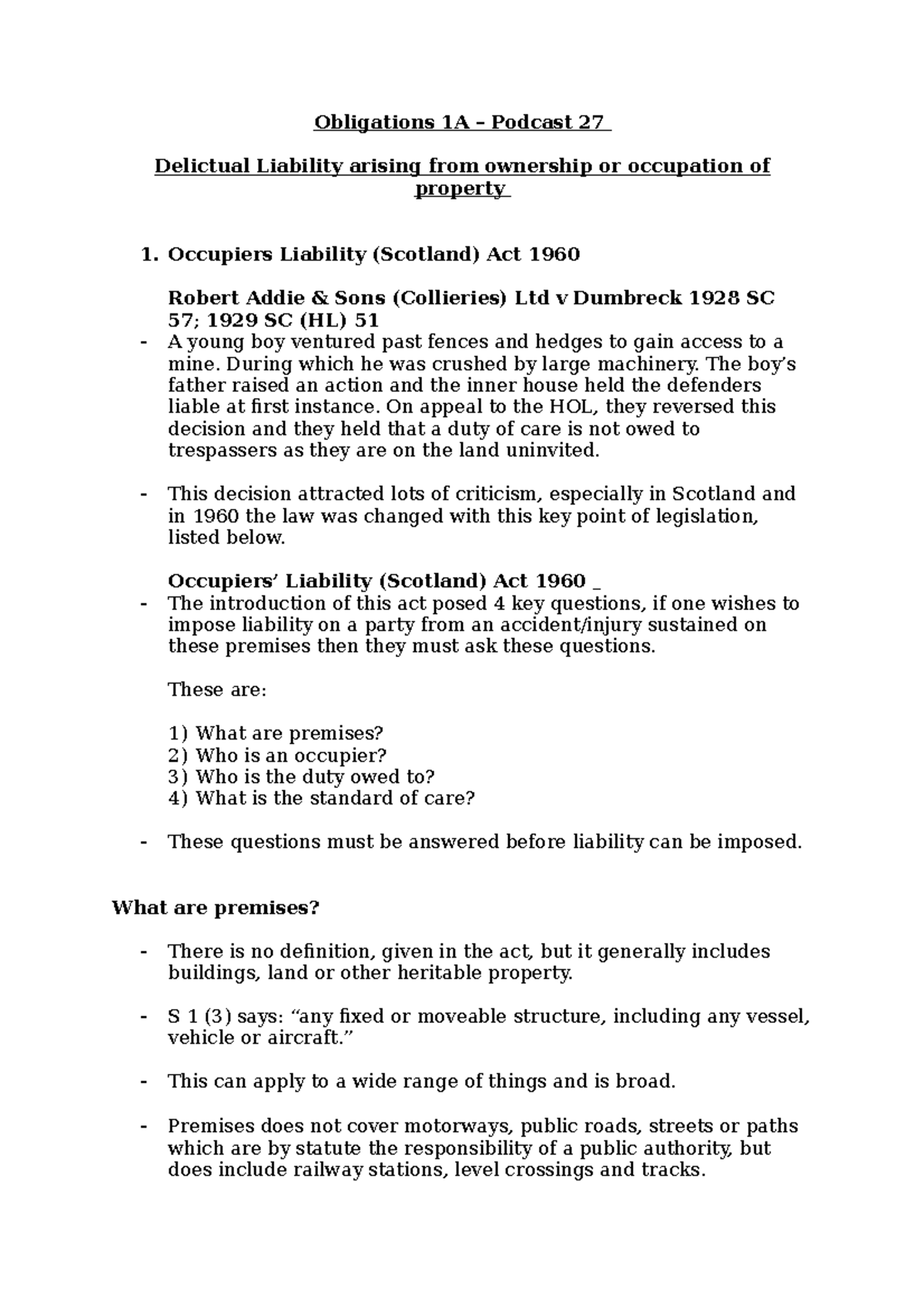 Delictual Liability from ownership - Obligations 1A – Podcast 27 ...