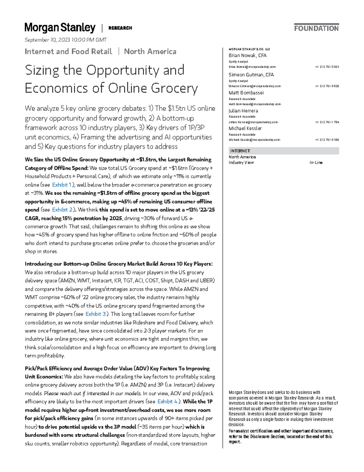 Internet 20230910 2200 - M Internet and Food Retail | North America ...