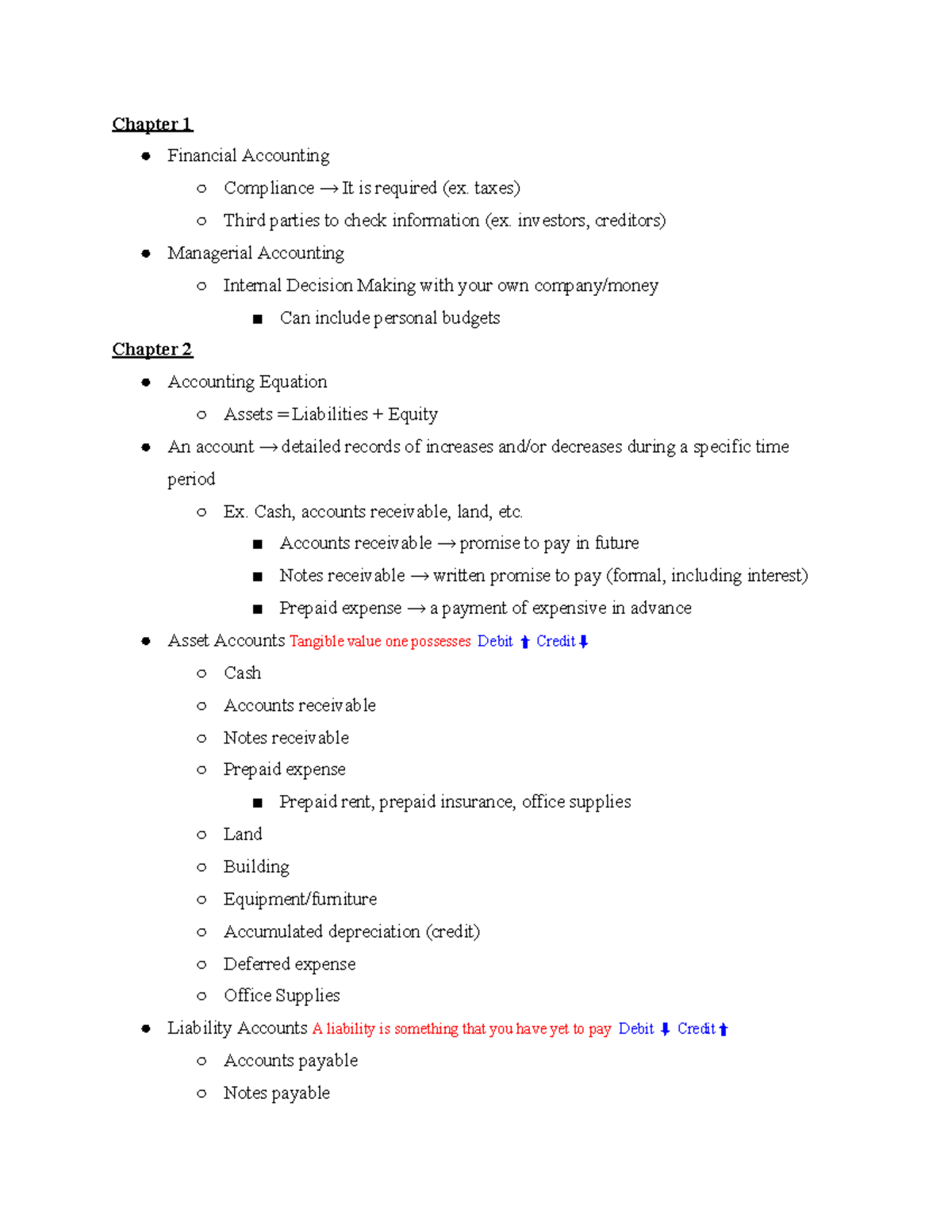 Intro to Finance Accounting Chapter Notes - Chapter 1 Financial ...
