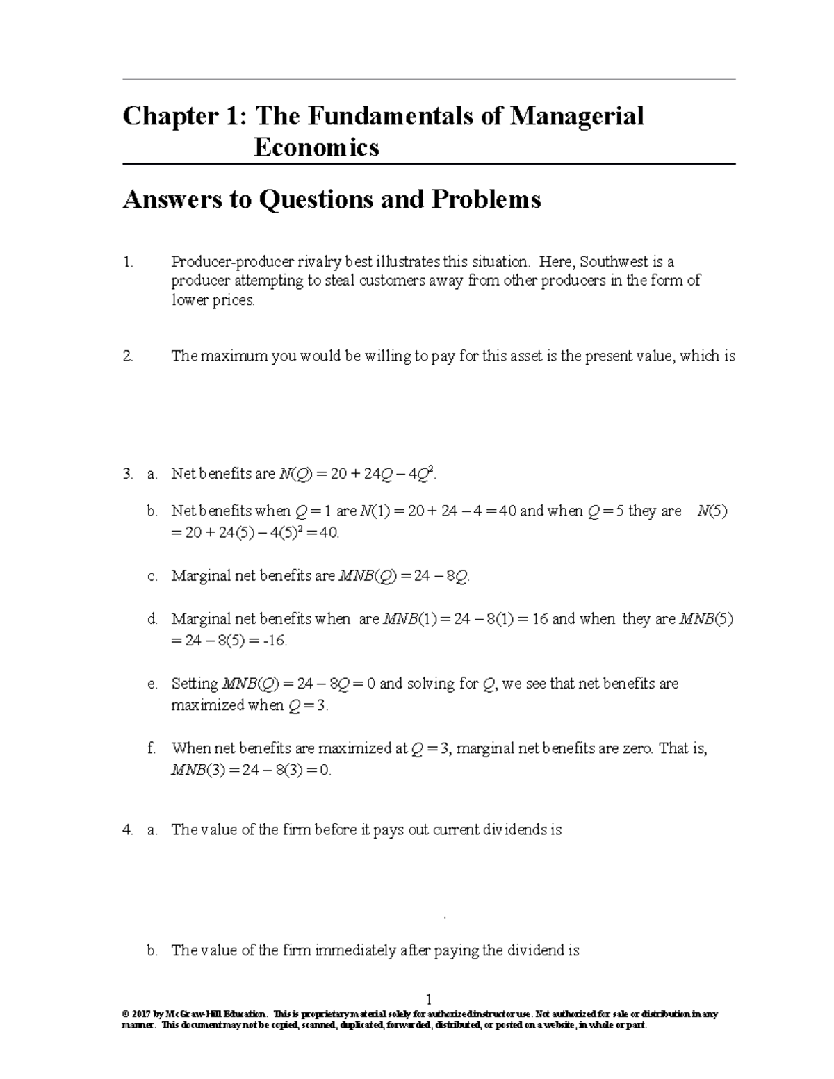 Baye 9e Chapter 01 SM - Managerial Economics - Chapter 1: The ...