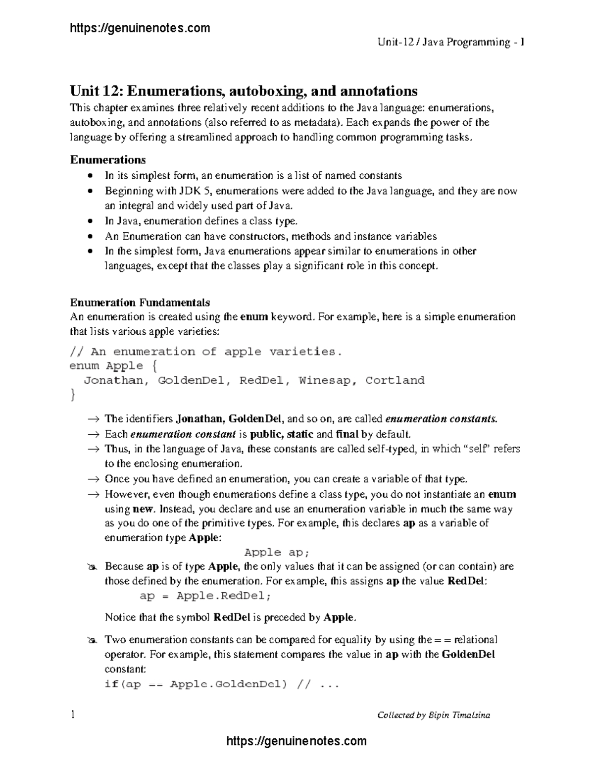 Unit 12 Enumarations Autoboxing And Annotations Unit 12 Java Programming I 1 Collected By