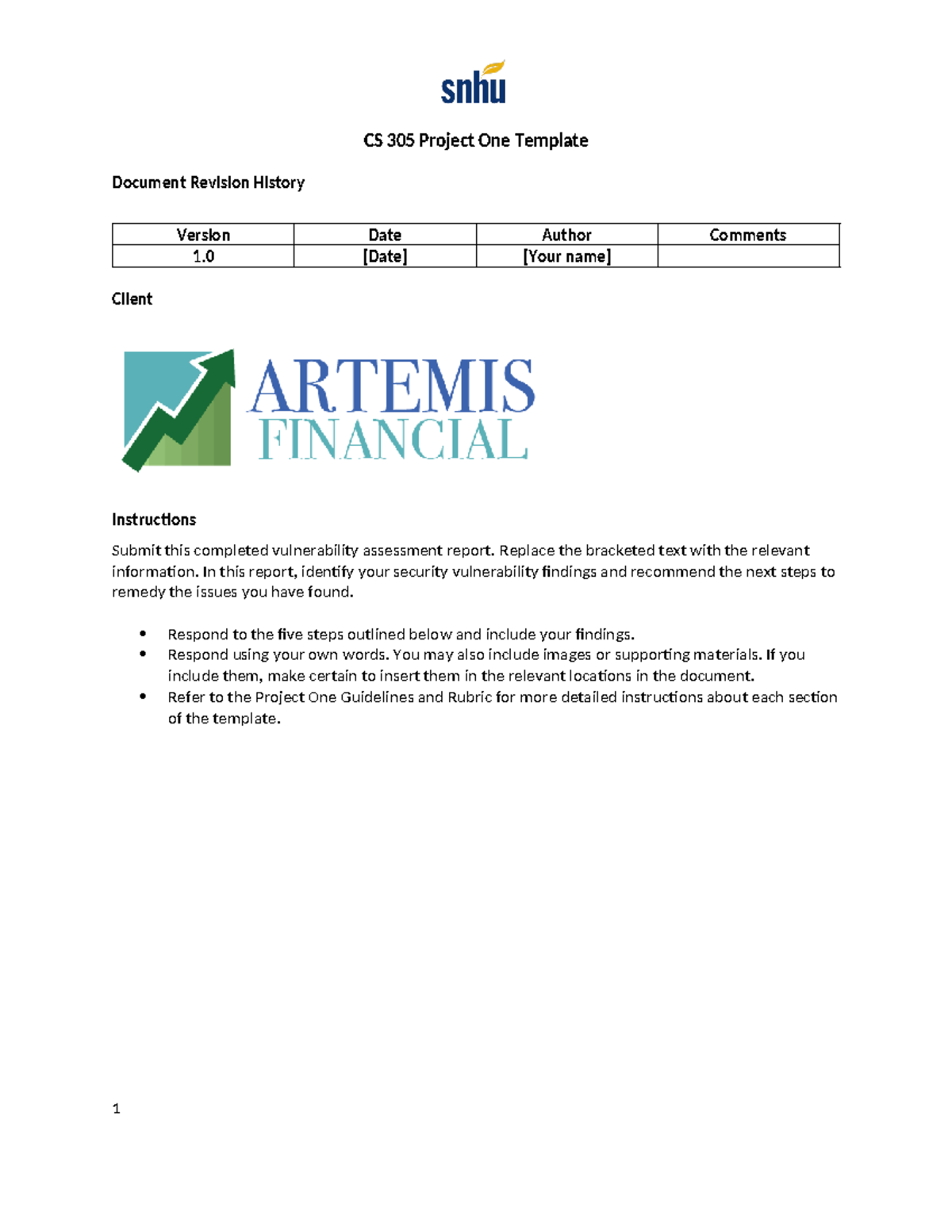 CS 305 Project One Template - CS 305 Project One Template Document ...
