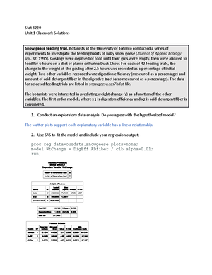 Unit 4.3-4.4 ANOVA Assignment - STAT 3220 Unit 4. One Factor ANOVA Drinkers. A sample of 44 ...