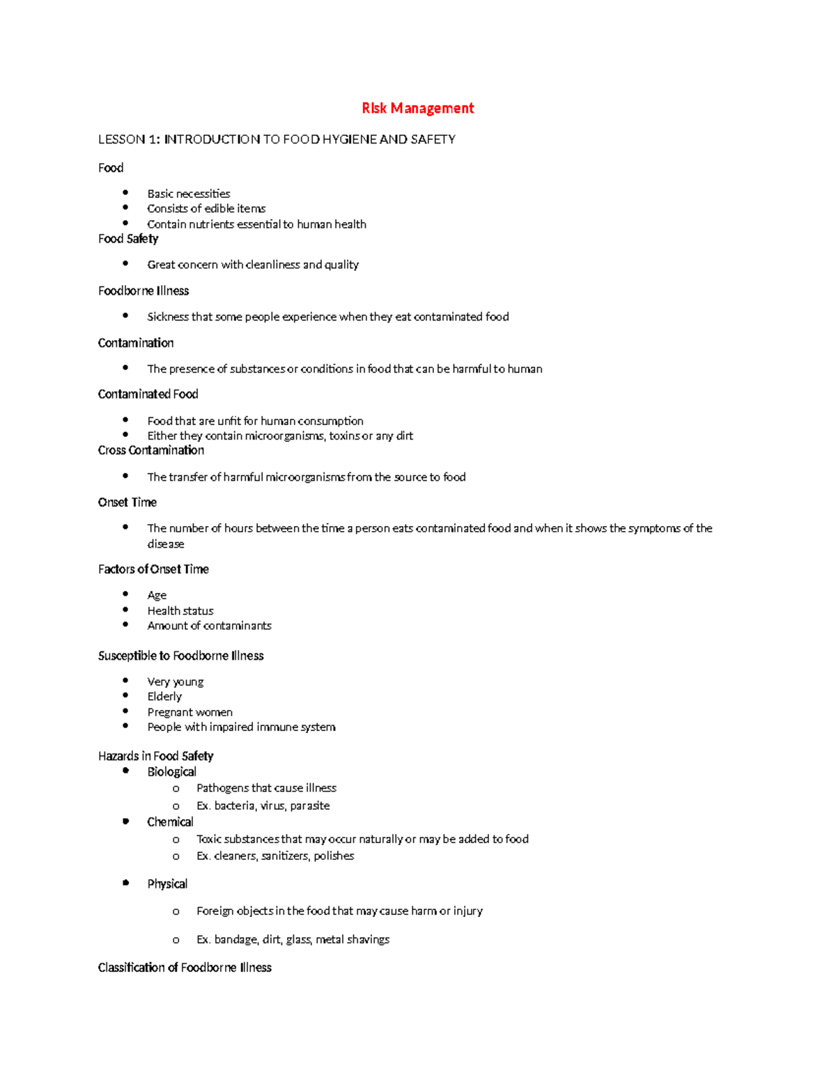 Risk Management - Good for Tourism Student - Risk Management LESSON 1 ...