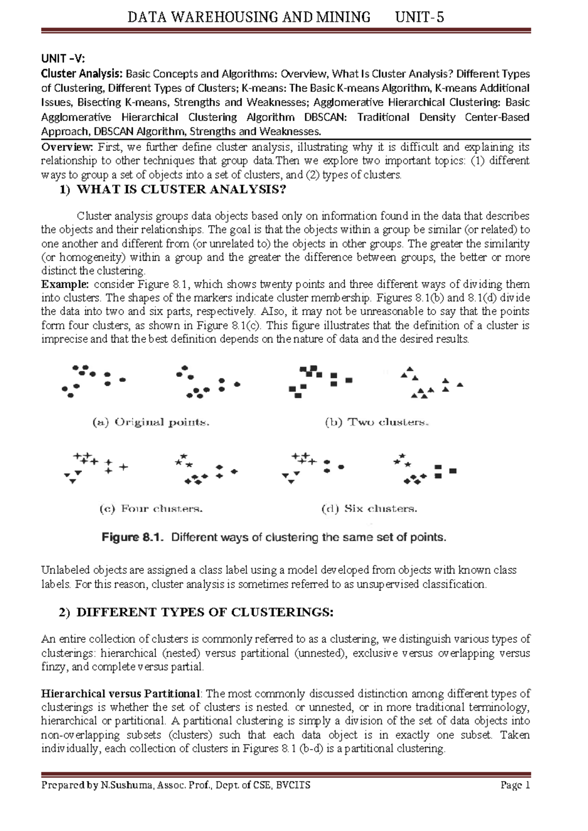 UNIT-5-DWDM(R20) - UNIT –V: Cluster Analysis: Basic Concepts and ...