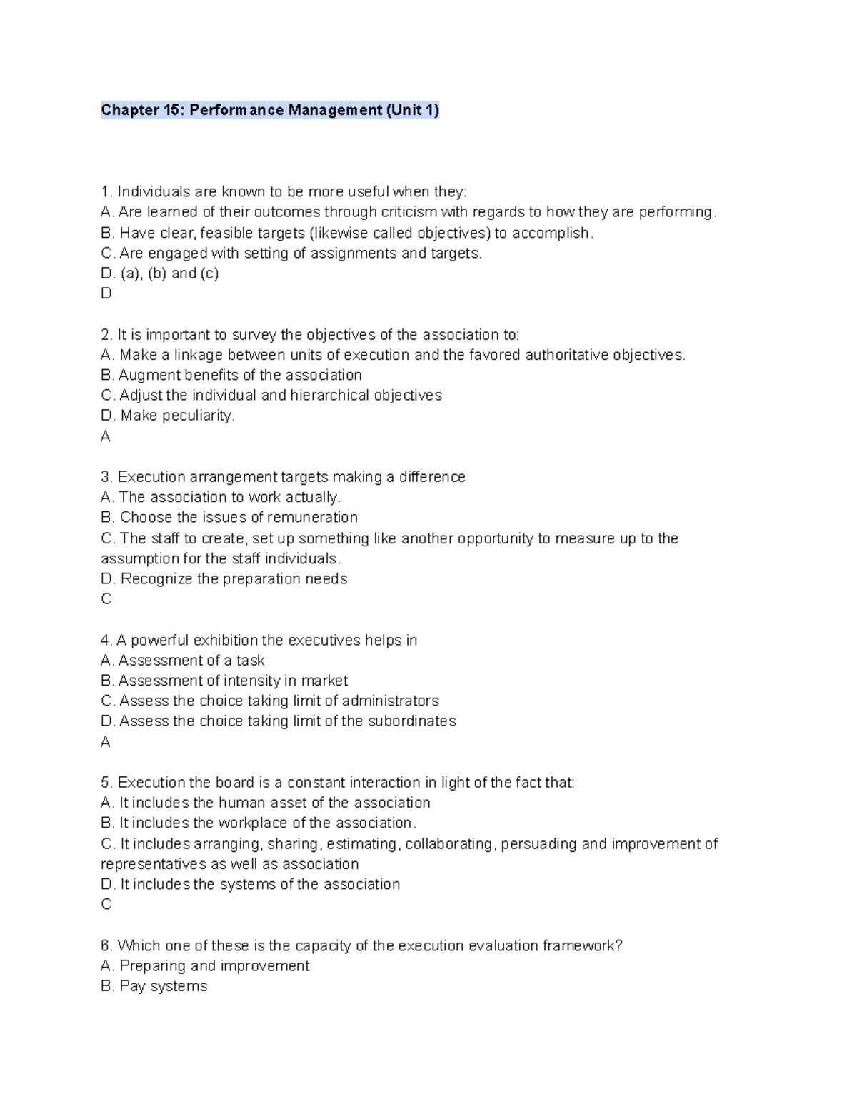 Chapter 15 Performance Management (Unit 1) - Chapter 15: Performance ...