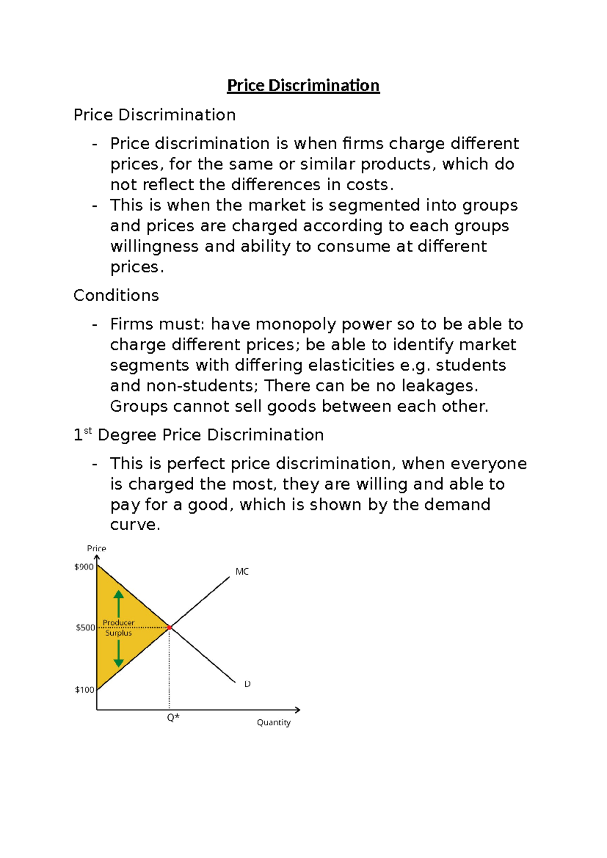 Price Discrimination - This is when the market is segmented into groups ...