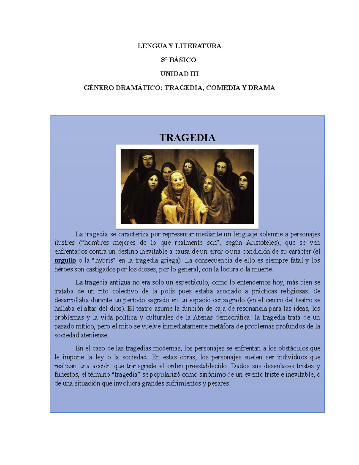 005-8B-U3- Ejercicios Género Dramático Tragedia Y Comedia - LENGUA Y ...