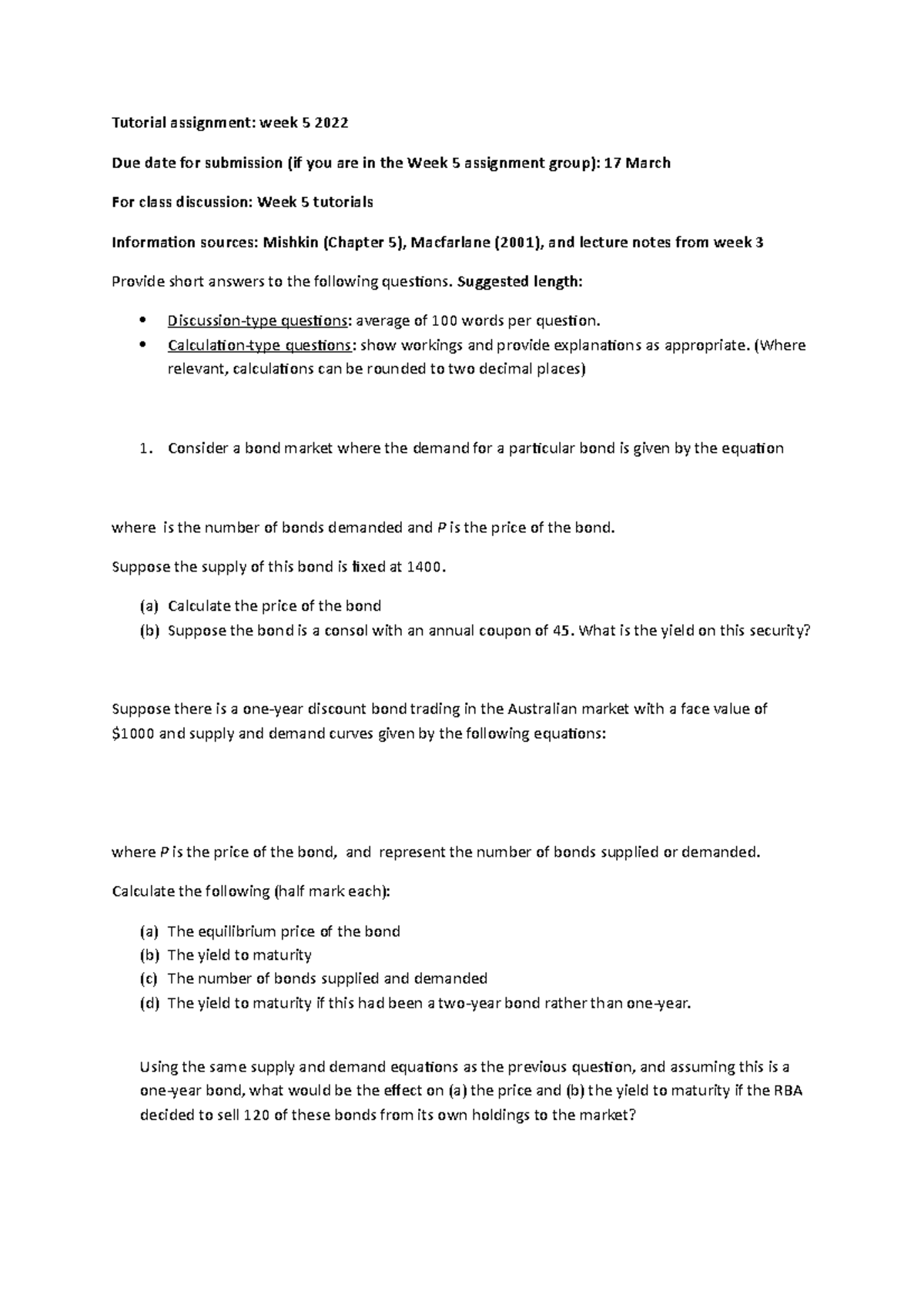 2004 Tutorial assignment 5 - Tutorial assignment: week 5 2022 Due date ...