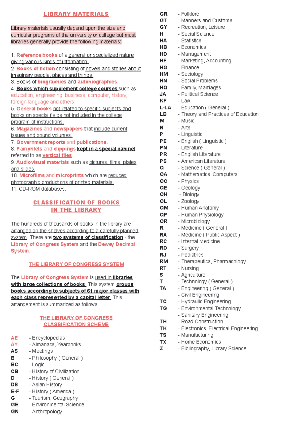 Library Materials - LIBRARY MATERIALS Library materials usually depend ...