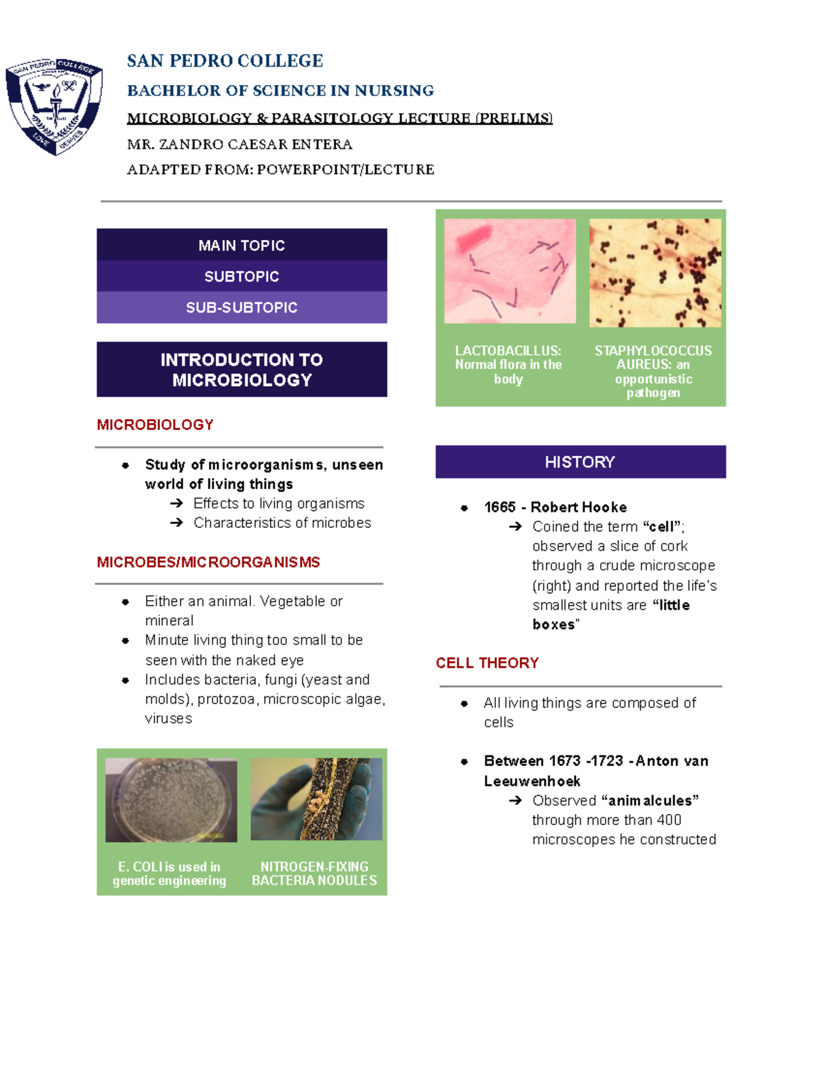 Microbiology and Parasitology Lec Prelims - BACHELOR OF SCIENCE IN ...