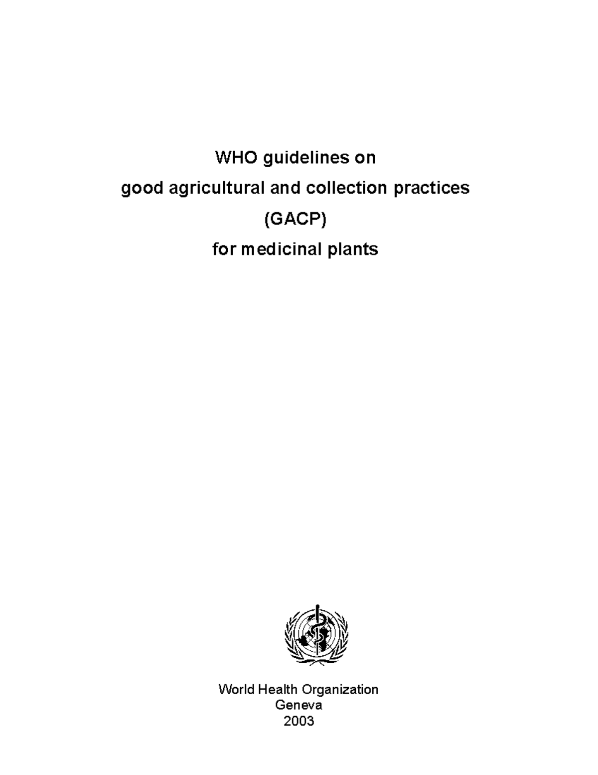 WHO guidelines on good agricultural and collection practices for ...