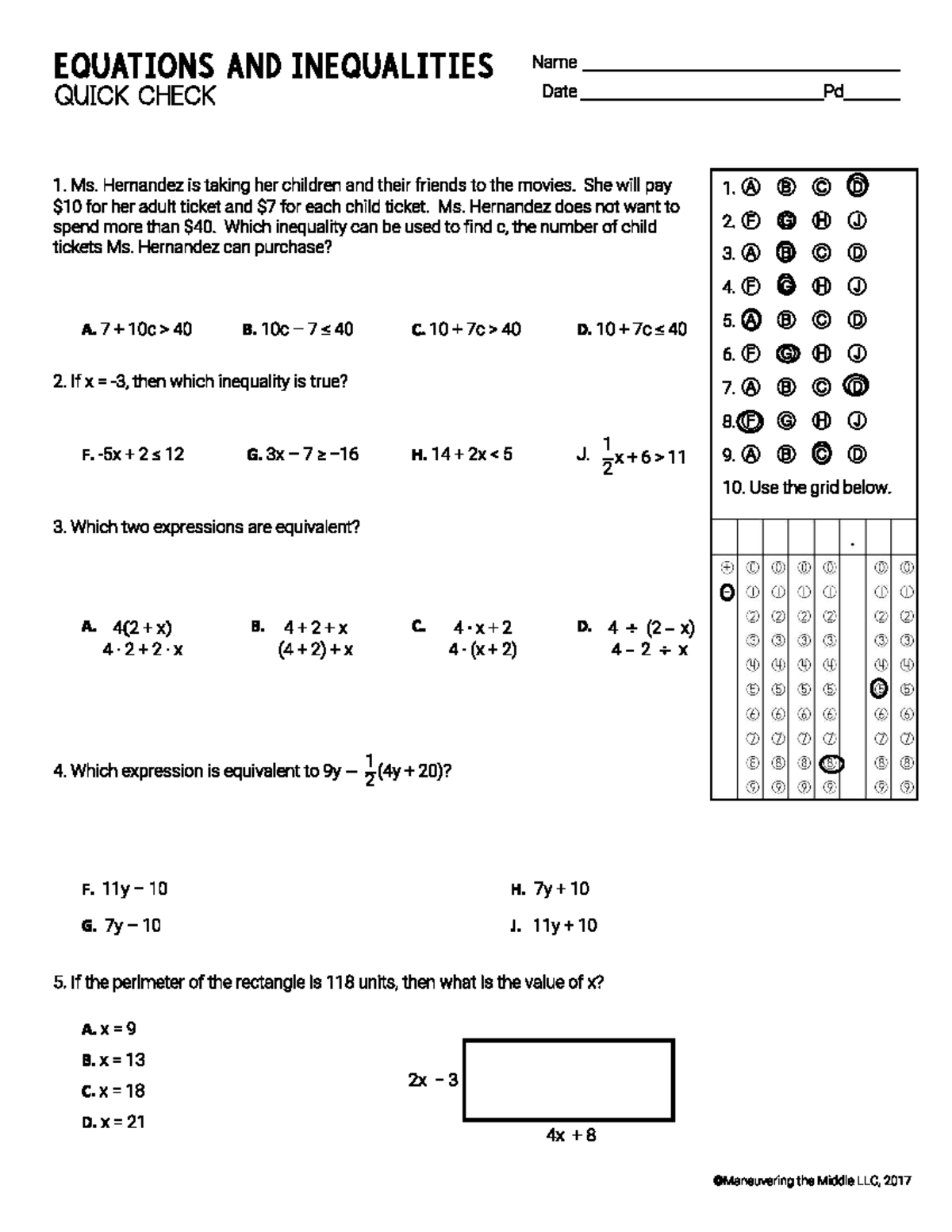 Kami Export - Dash Hansen - Equations and inequalities quick check ...