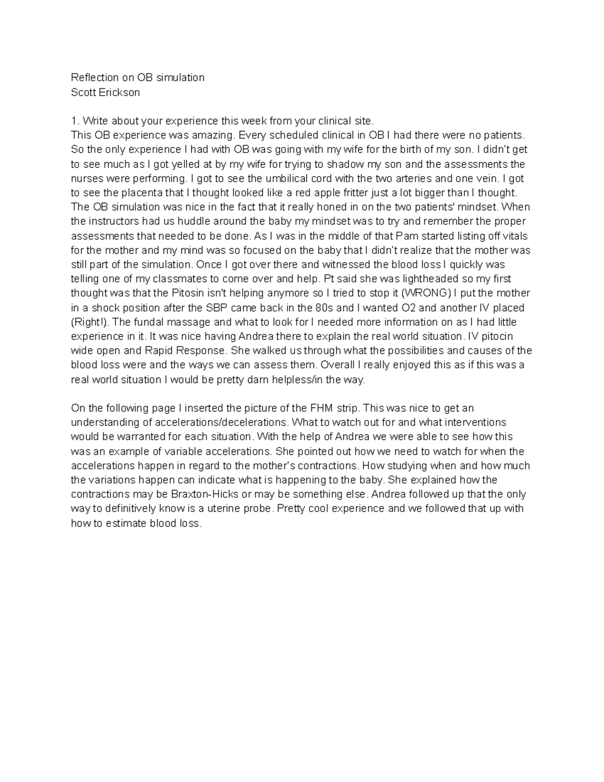 Reflection on OB simulation - Reflection on OB simulation Scott ...