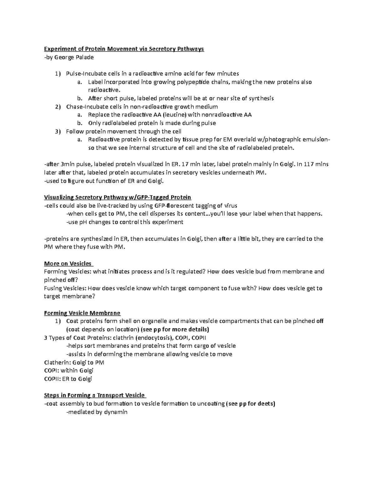 Vesicular Transport - Experiment of Protein Movement via Secretory ...
