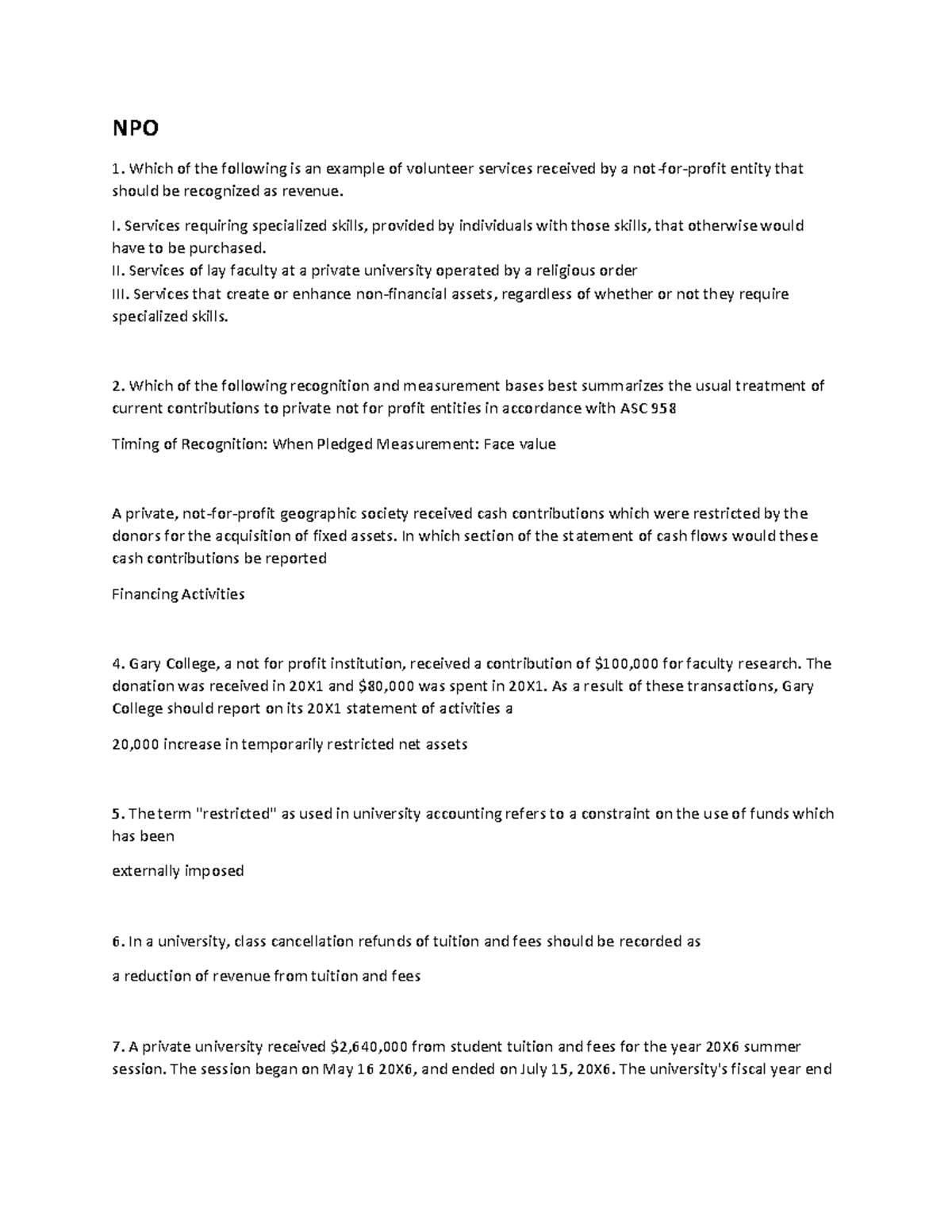 NPO CH16 - none - NPO Which of the following is an example of volunteer ...