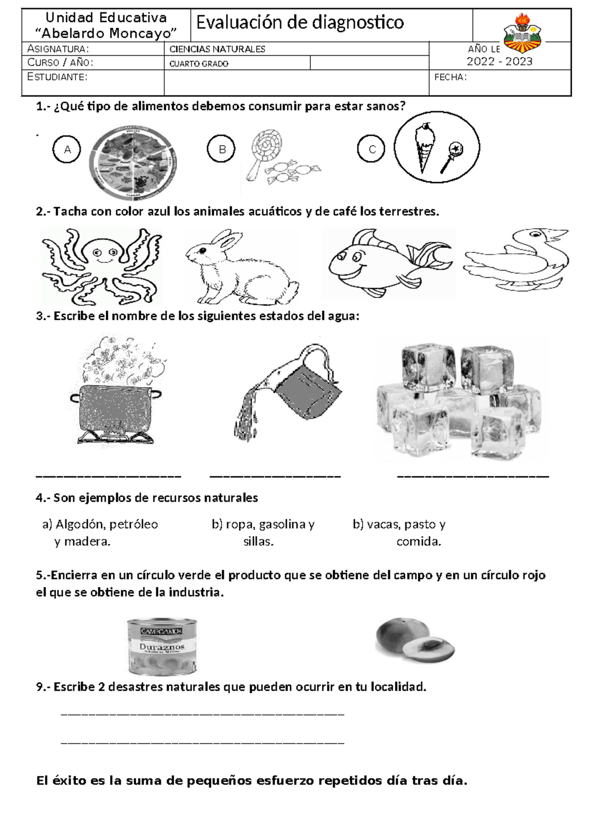 Ciencias Naturales 4to grado - Unidad Educativa “Abelardo Moncayo ...