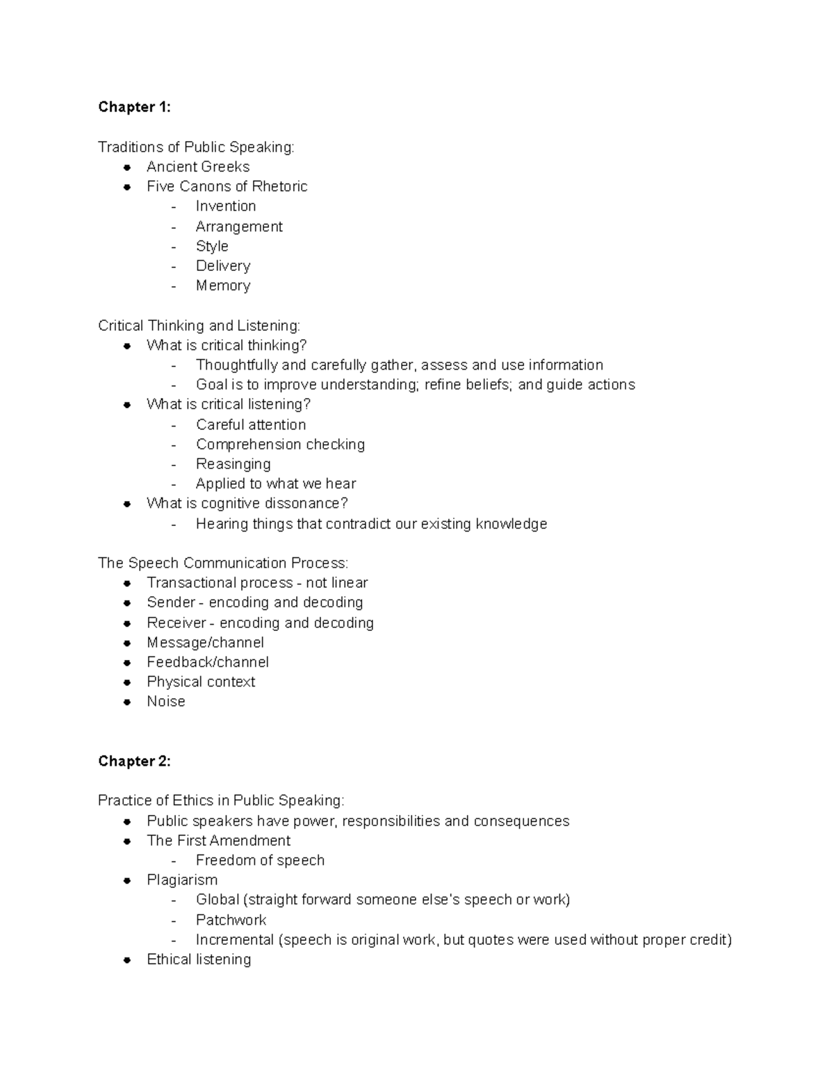 Public Speaking Notes - Chapter 1: Traditions of Public Speaking ...