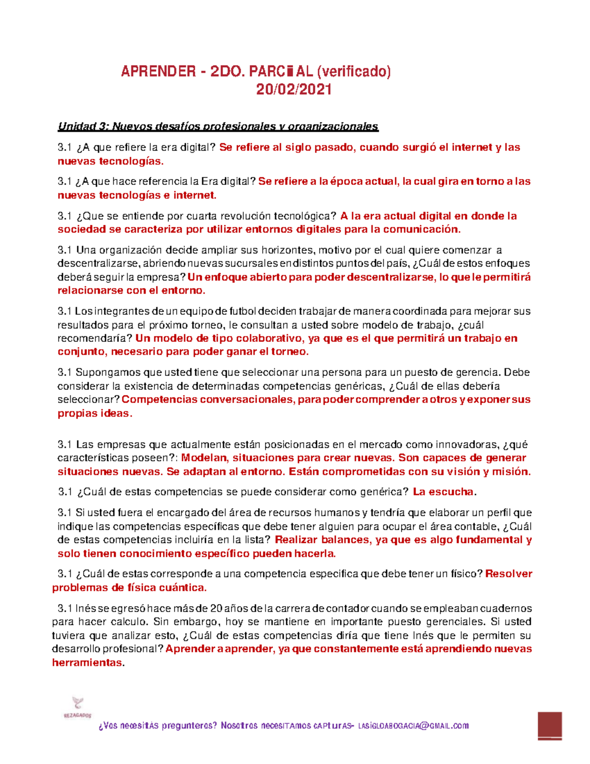 Preguntero Aprender - 2° PARCi AL (verificado) 20-02-2021 - Aprender en el siglo 21 - Studocu