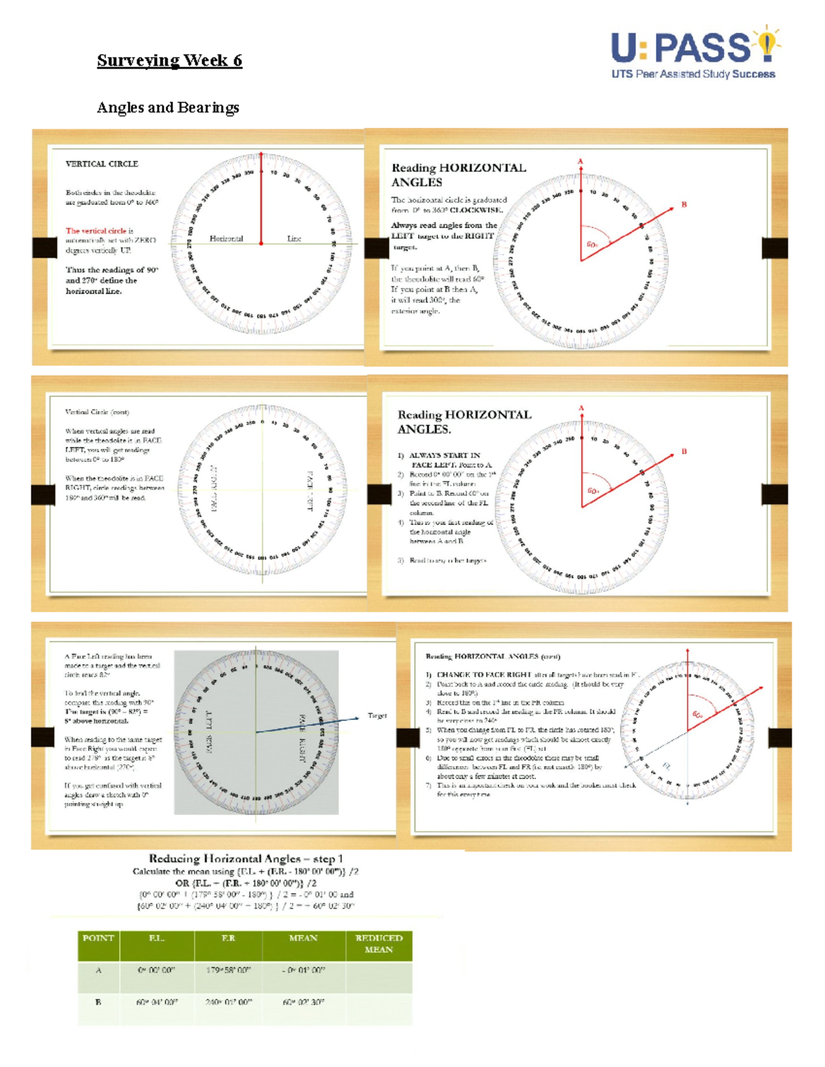 Angles and Bearings week 6 - Angles and Bearings Target Face Observed ...