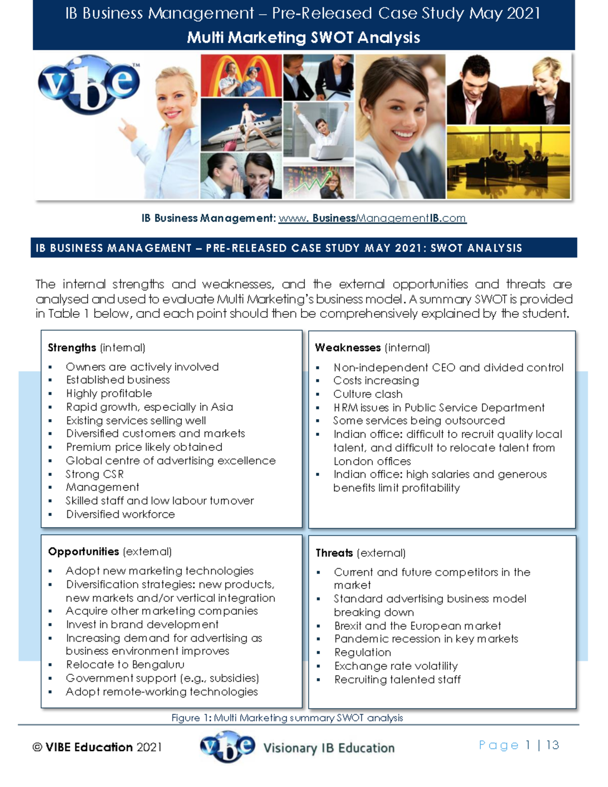 SWOT Business Case Study 2021 - CMSE11213 - Edin - Studocu