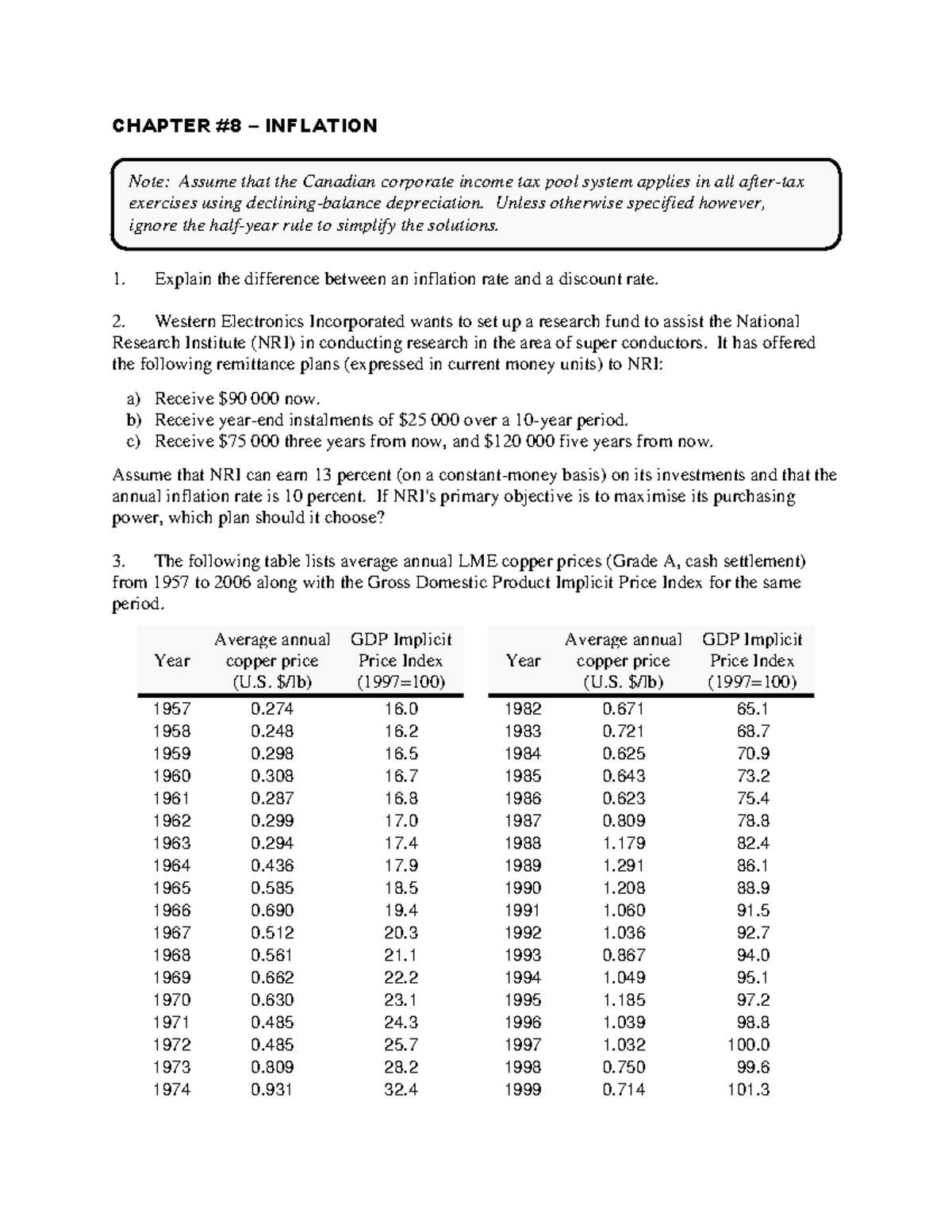 PS8 - Problem Set - CHAPTER #8 – INFLATION Note: Assume that the ...