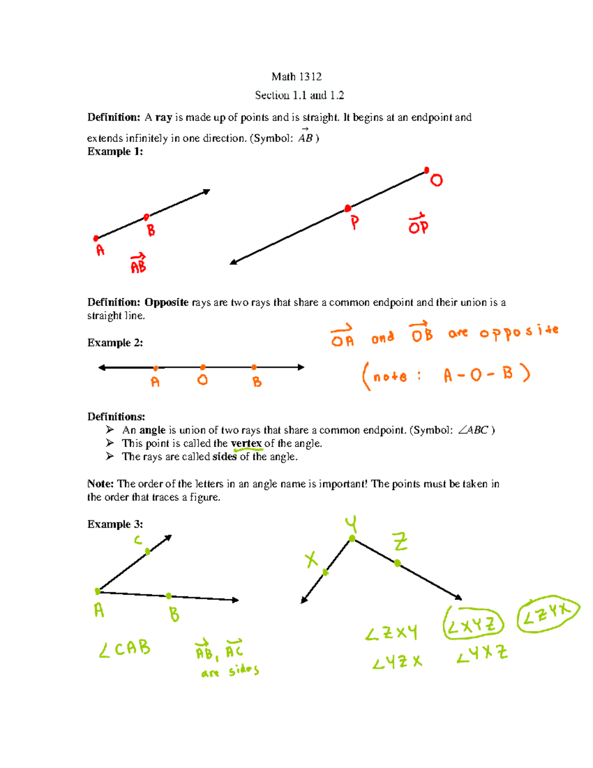 Lecture 3 (1.1 and 1.2) Completed Notes - Math 1312 Lesson 3 Definition ...