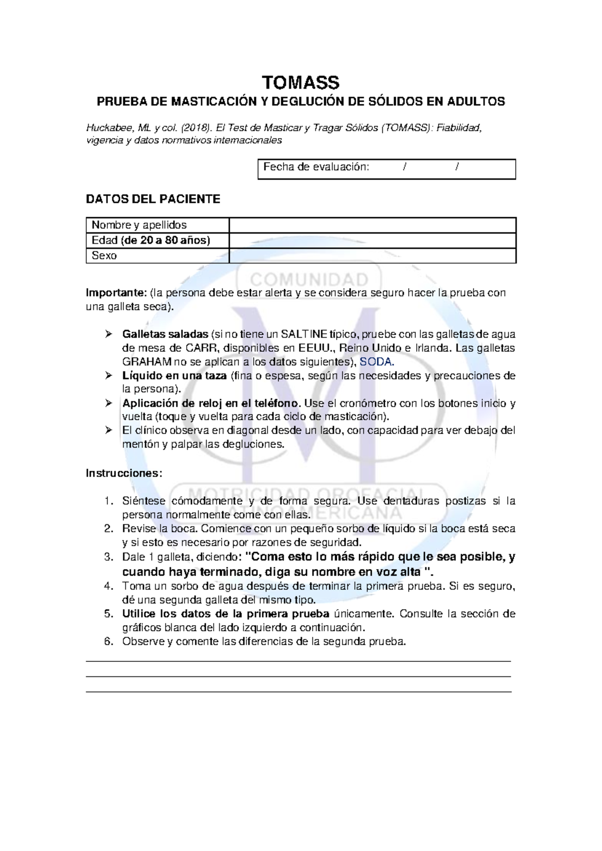 TEST Tomass Traducido- Adultos 2017 - TOMASS PRUEBA DE MASTICACIÓN Y ...