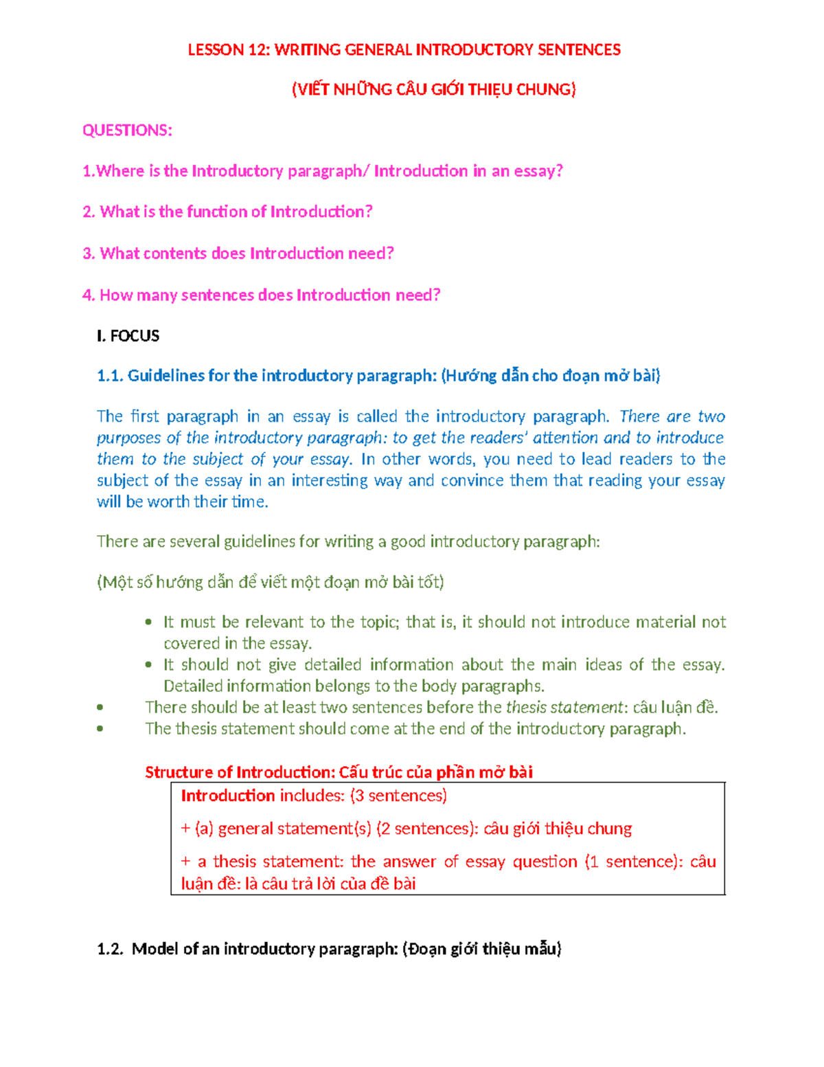 Lesson 12- Write LV3- Introduction- Theory - LESSON 12: WRITING GENERAL ...