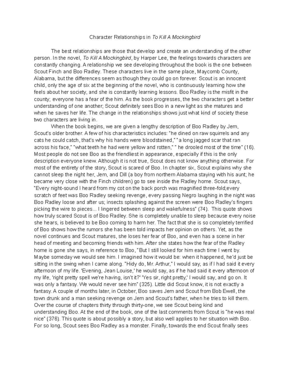 To Kill A Mockingbird - In the novel, To Kill A Mockingbird, Harper Lee ...