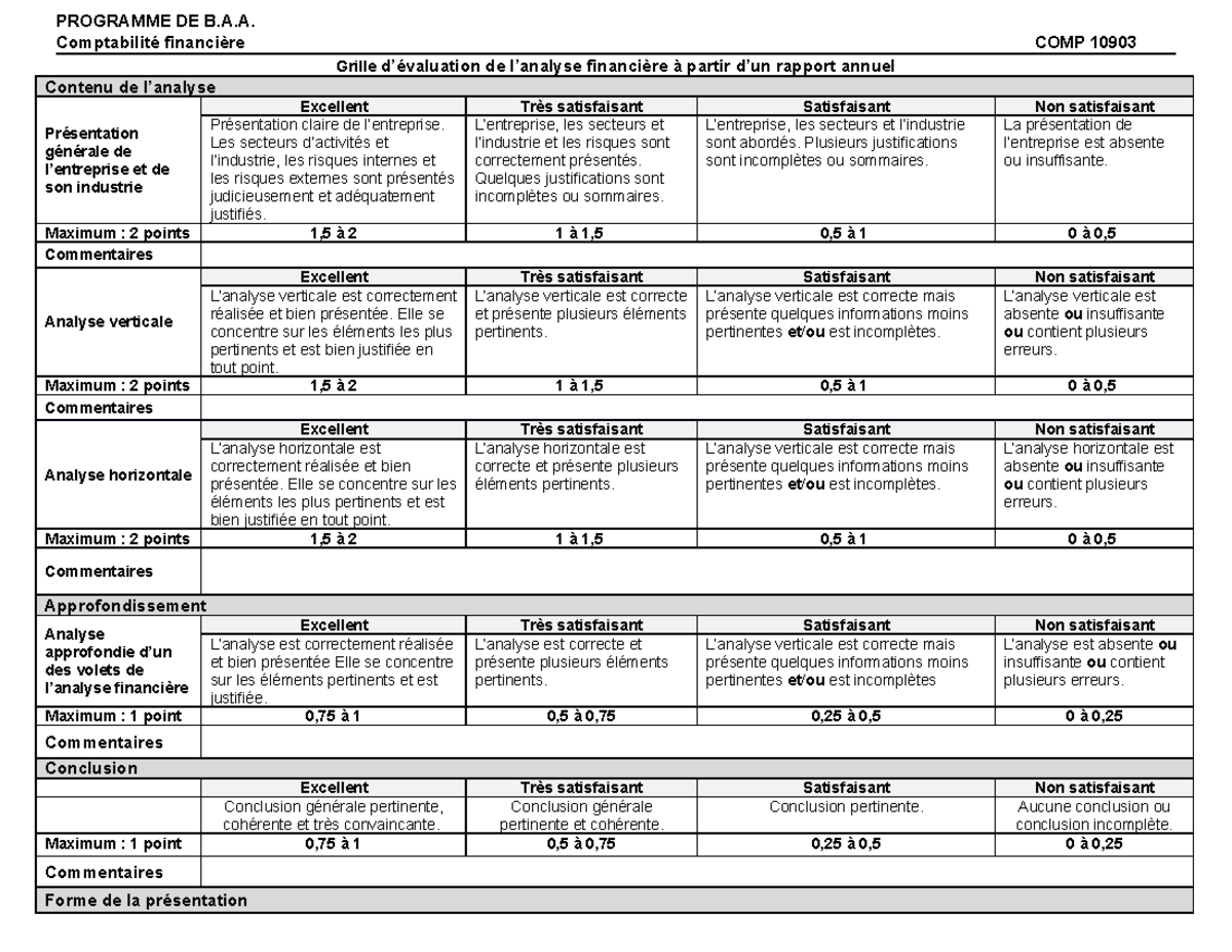 10903 Grille d evaluation Analyse rapport annuel - PROGRAMME DE B.A ... 10903 Grille d evaluation Analyse rapport annuel - PROGRAMME DE B.A ...
