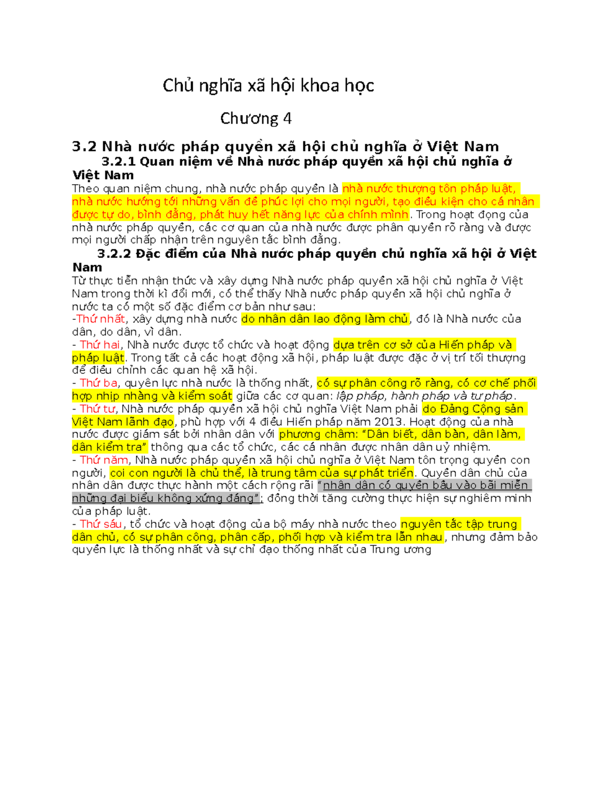 Chủ nghĩa xã hội khoa học - Ch ủ nghĩa xã h i khoa h cộ ọ Ch ương 4 3 Nhà nước pháp quyền xã hội ...