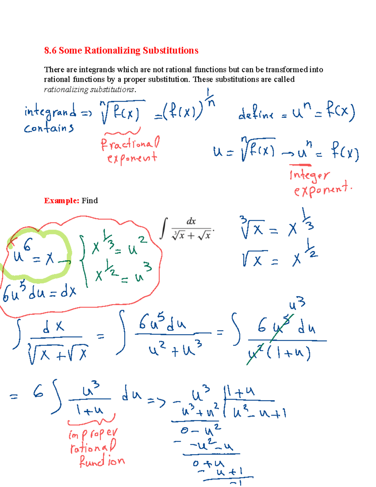 Lecture 14 - 8 Some Rationalizing Substitutions There are integrands ...