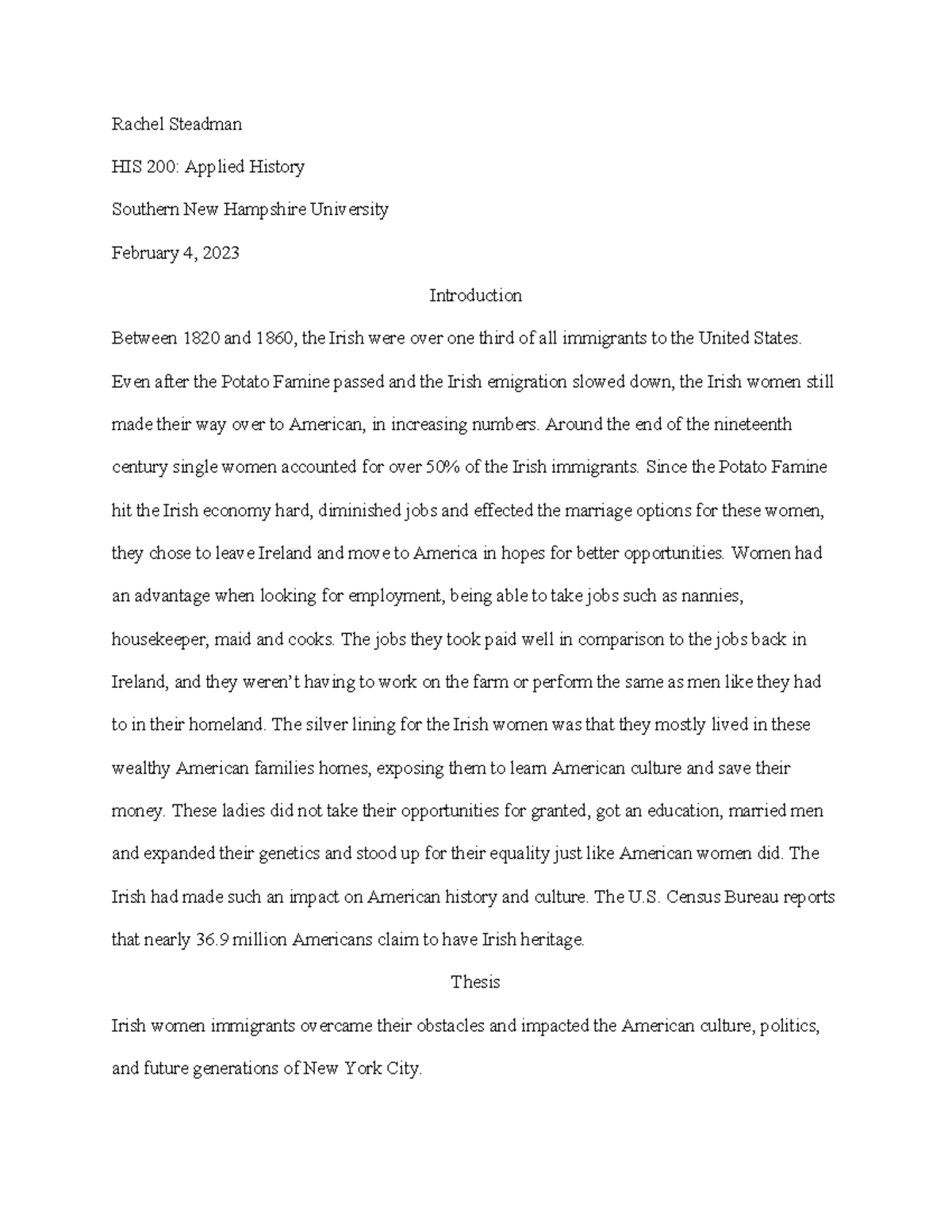Project 2- Historical Analysis Essay Rachel Steadman - Rachel Steadman ...