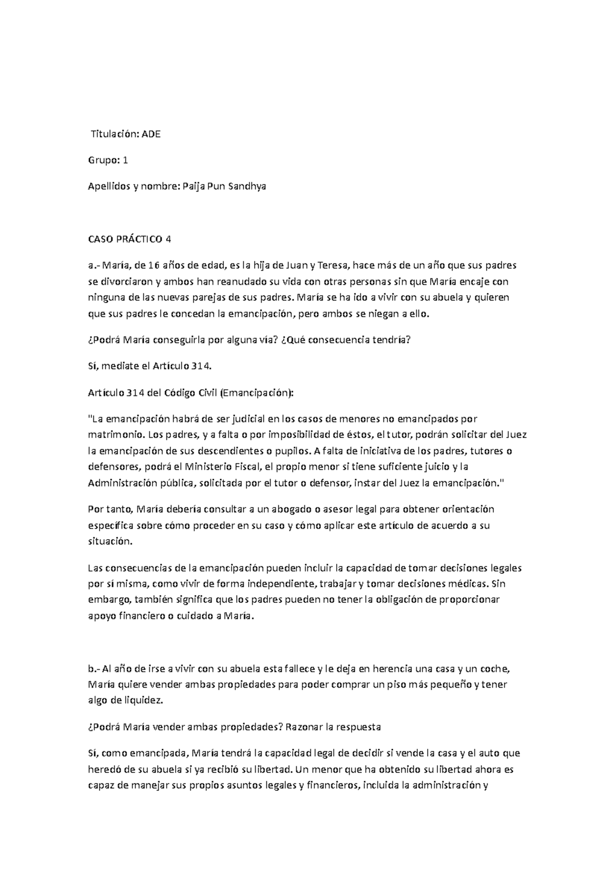 Practica 4 - Hhh - Titulación: ADE Grupo: 1 Apellidos y nombre: Paija ...