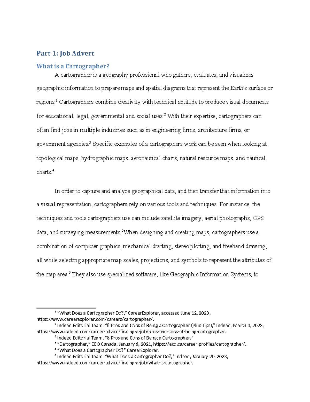 What is a Cartographer - Part 1: Job Advert What is a Cartographer? A ...