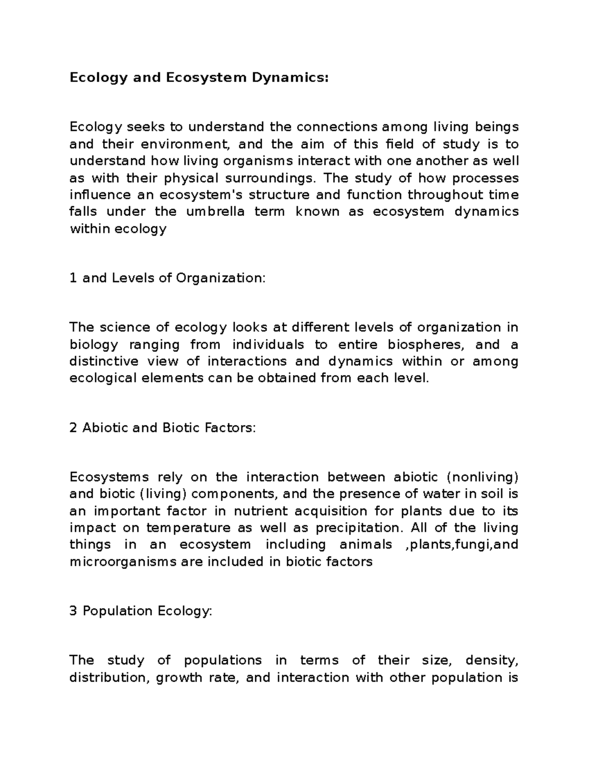Ecology - ecosystem - Ecology and Ecosystem Dynamics: Ecology seeks to ...