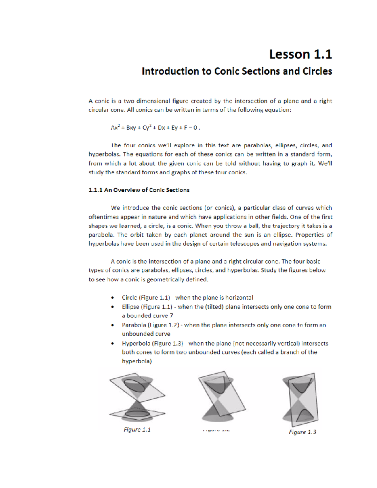 Pre-Cal Week 1 - basta notes - Lesson 1 Introduction to Conic Sections ...