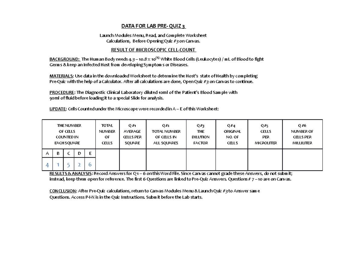 Pre-Quiz 3 - I need help. - DATA FOR LAB PRE- QUIZ 3 Launch Modules ...