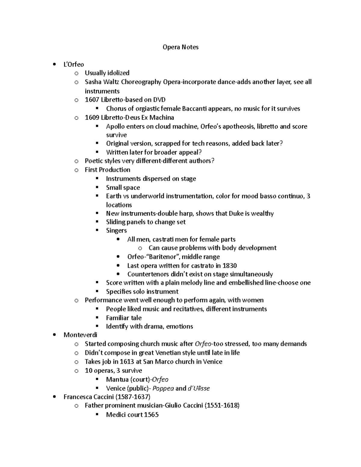 Opera Notes - Opera Notes L’Orfeo o Usually idolized o Sasha Waltz ...